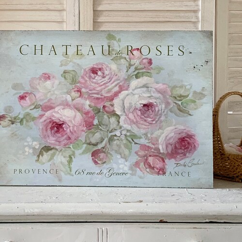 Shabby Chic Pink Roses 20 Cents Floral Wall Art Sign by Debi - Etsy