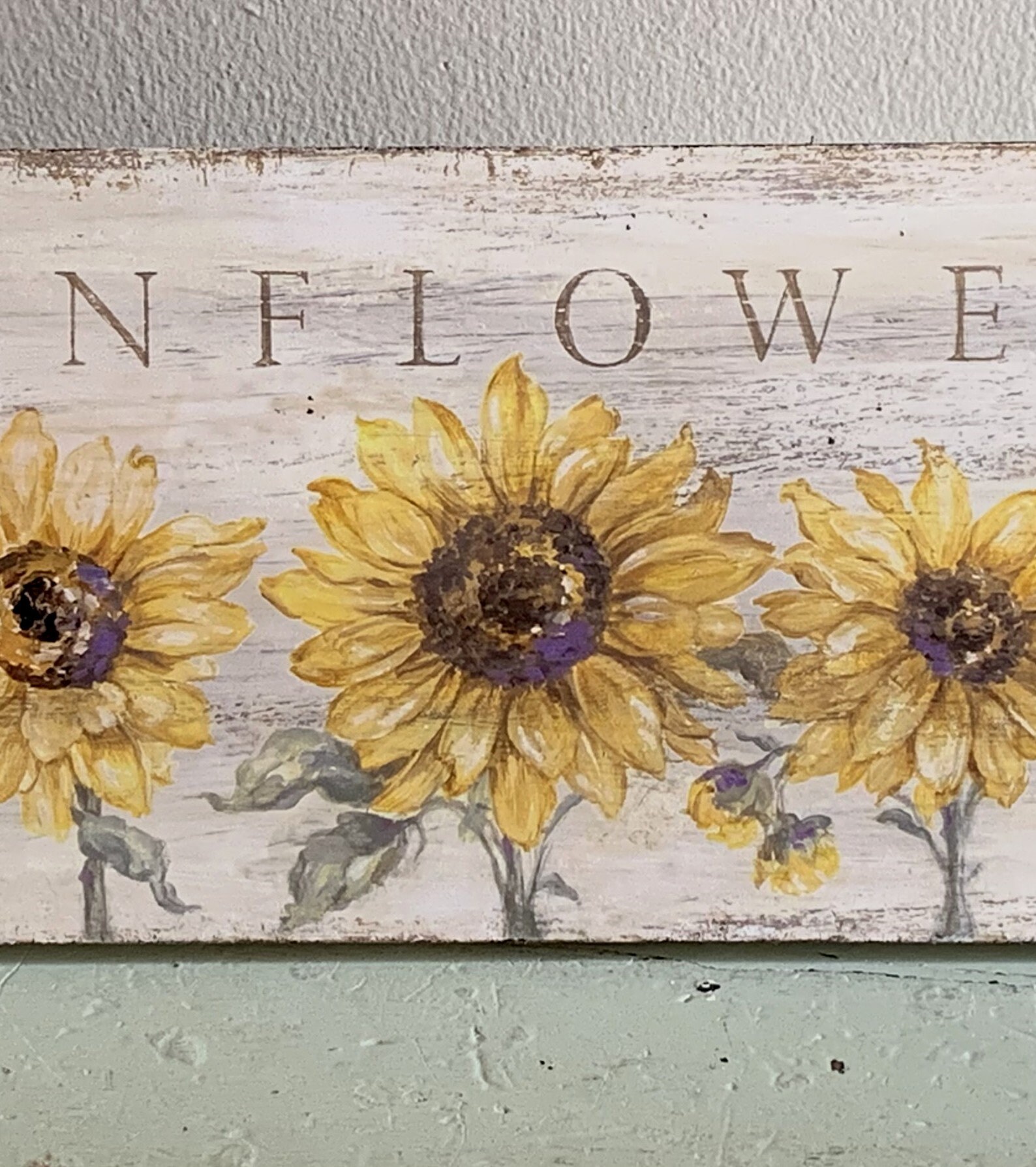 Sunflower Wood Sign, Rustic Farmhouse Wall Art, Shabby Chic Floral ...