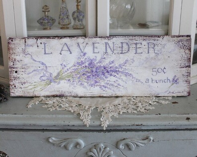Shabby Chic Lavender Wood Sign French Flower Wall Art by Debi - Etsy