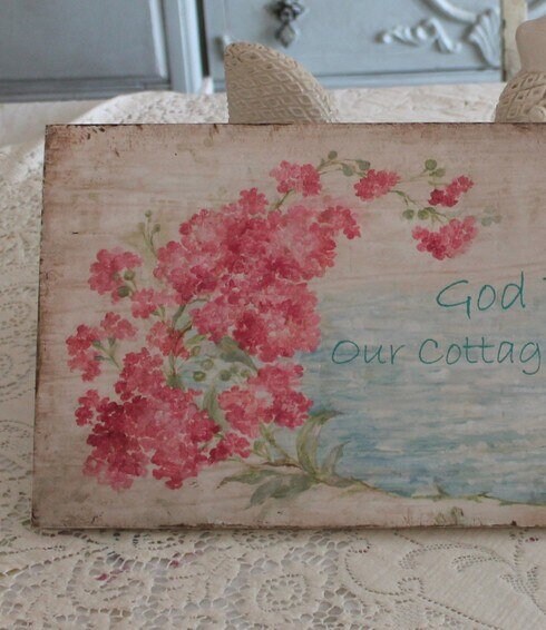 God Bless My Cottage by the Sea Shabby Cottage Print on Wood - Etsy