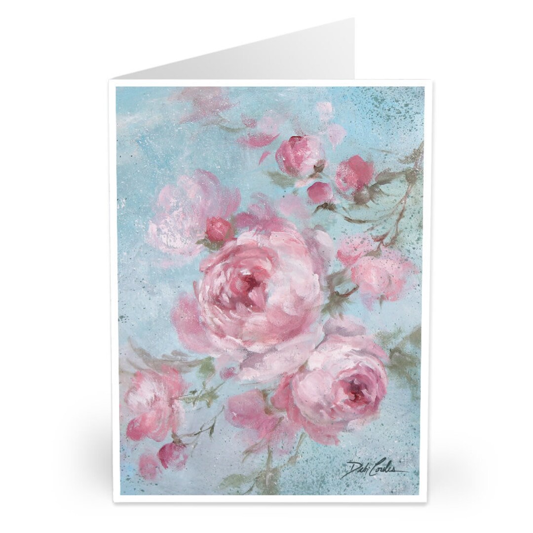 Shabby Chic Winter Roses Notecards Heavy Stock Original Debi Coules Art ...