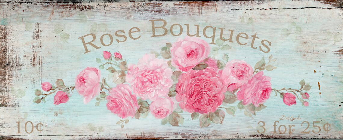 Shabby Chic Roses Wood Print Sign Flower Wall Art Romantic - Etsy