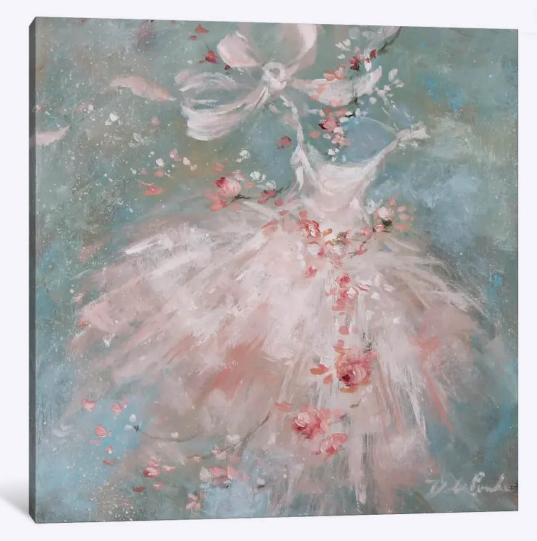 Ballet Tutu Art Print: Pink Roses, Shabby Chic Wall Decor by Debi ...