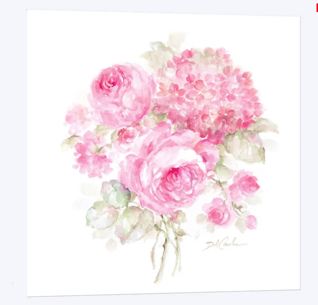 Shabby Chic Pink Roses Wall Art Watercolor Fine Art Print by Debi ...
