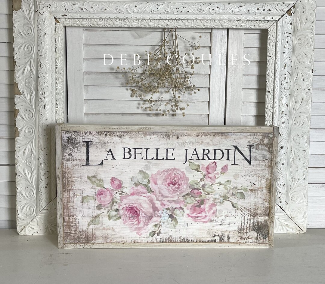 Shabby French Cottage Chic La Belle Jardin the Beautiful Garden Framed ...