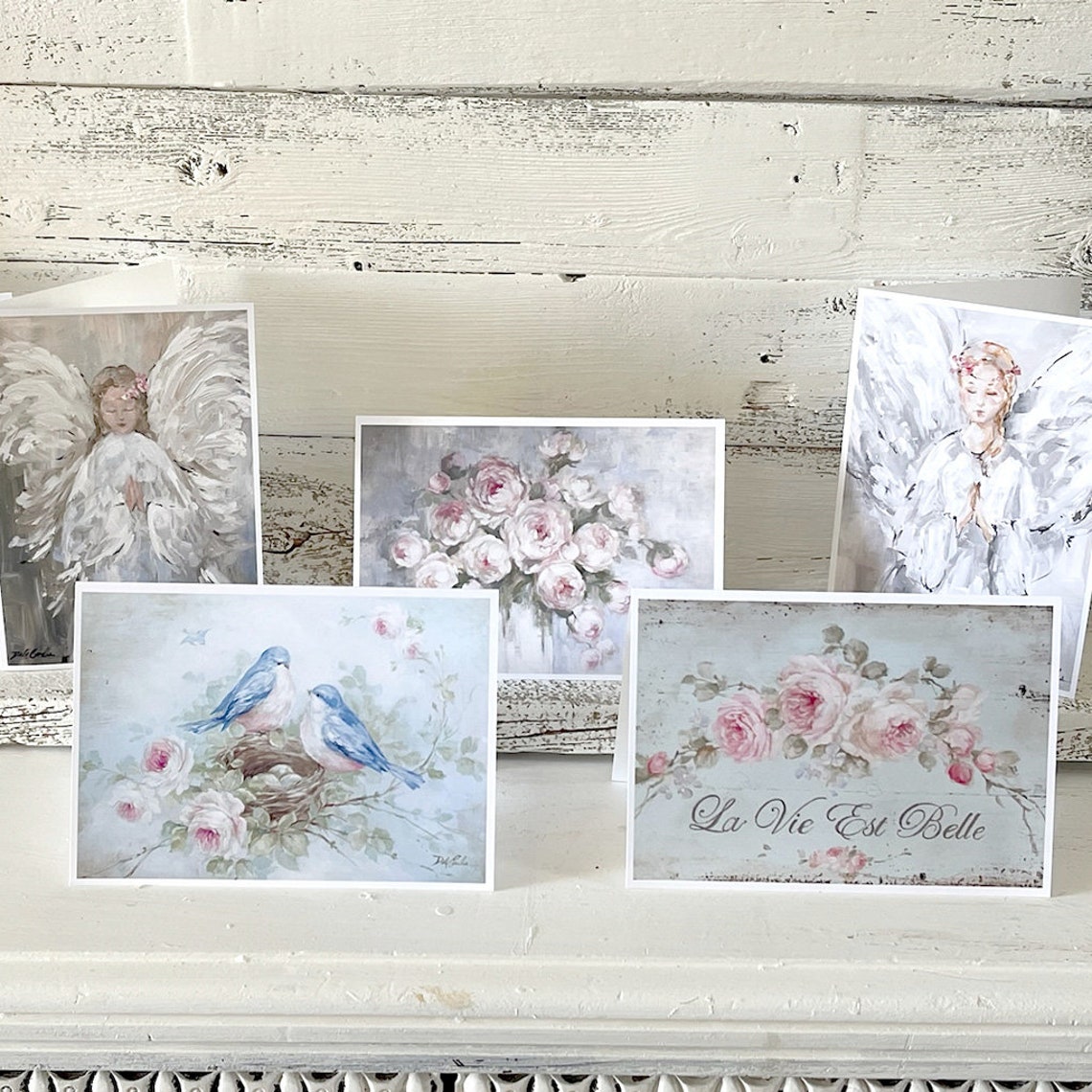 Shabby Chic Bluebird Spring Notecards Heavy Stock Original Debi Coules ...