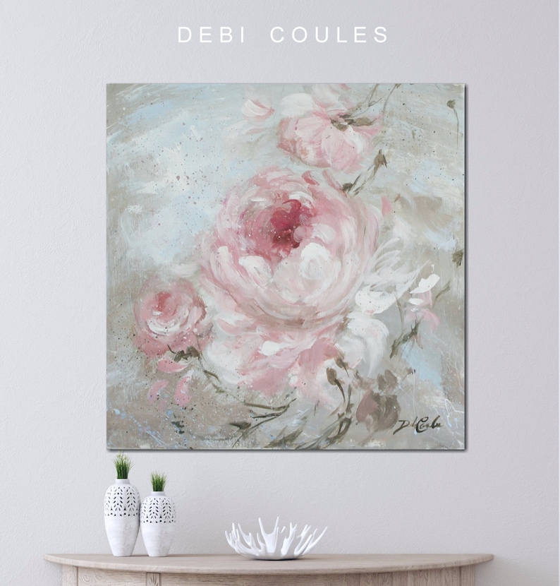 Shabby Chic Modern Roses Floral Romantic French Canvas Print Blush by ...