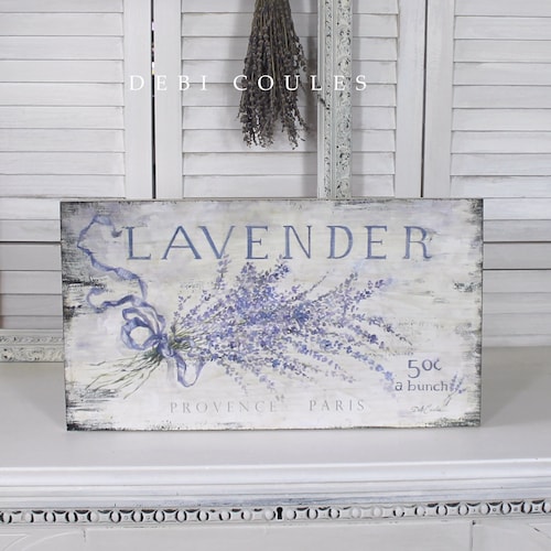 Shabby Chic Lavender Wood Sign French Flower Wall Art by Debi - Etsy
