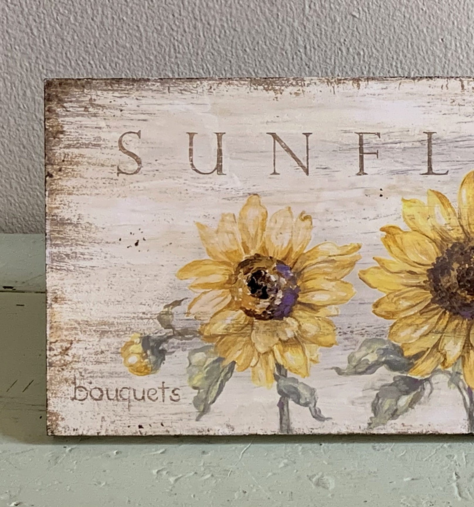 Sunflower Art Print Sign on Wood Cottage Style Flower Wall Decor by ...