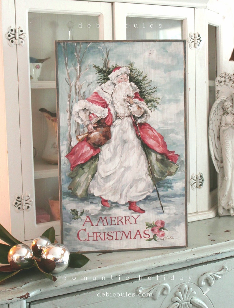 Shabby Chic Santa Rustic Wood Wall Decor Vintage Style by Debi - Etsy
