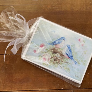 Shabby Chic Bluebird Spring Notecards Heavy Stock Original Debi Coules ...