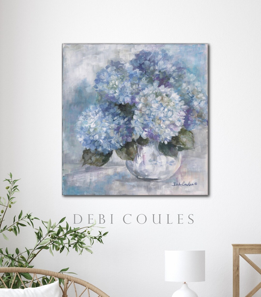 Shabby Chic Blue Hydrangeas "hydrangea Blue" Floral Romantic Original ...