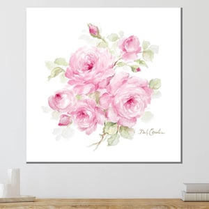 Shabby Chic Pink Roses Wall Art Watercolor Fine Art Print by Debi ...