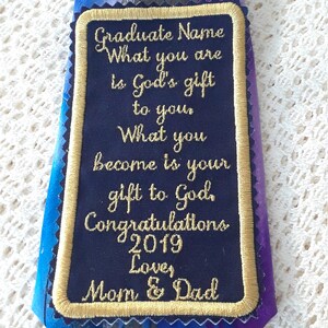 GRADUATION KEEPSAKE - 3"x 5" Patch, Personal MESSAGES, Cap-gown-sash ...