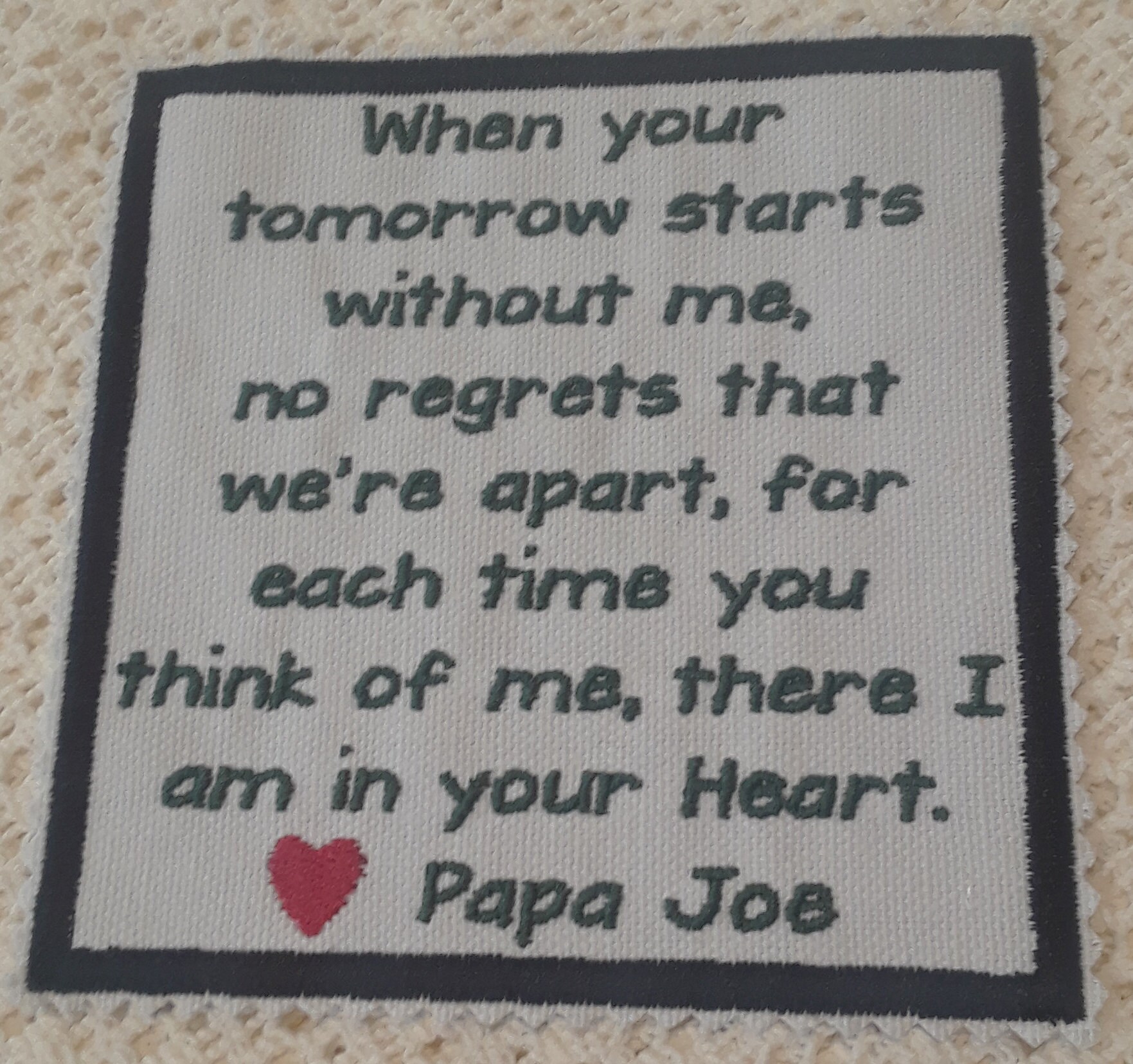 Personalized Memory Patch 5x5: 'when Your Tomorrow Starts' Iron-sew On ...