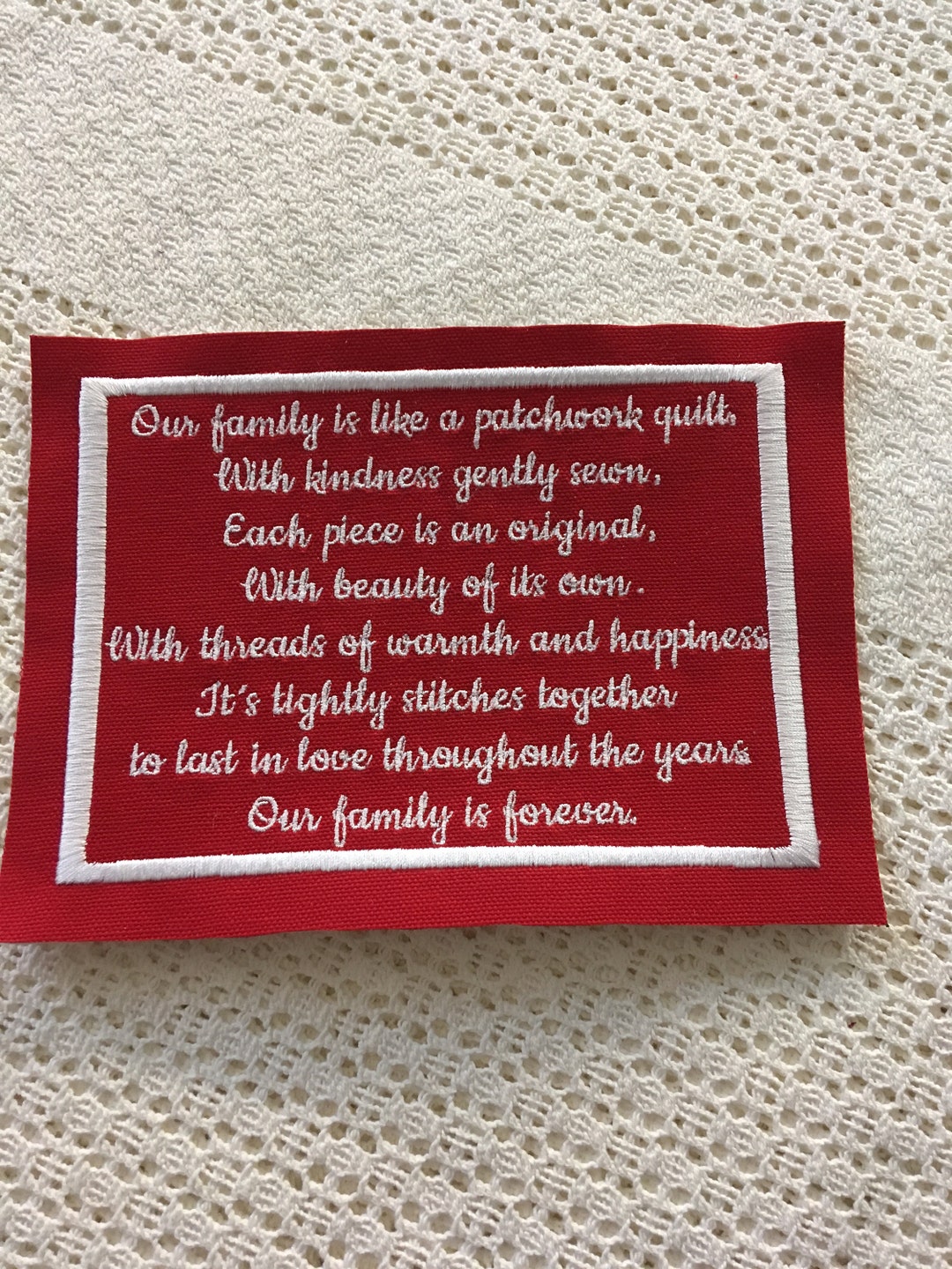 Personalized Quilt Patch: 'our Family Poem' Memory Quilt Addition - Etsy