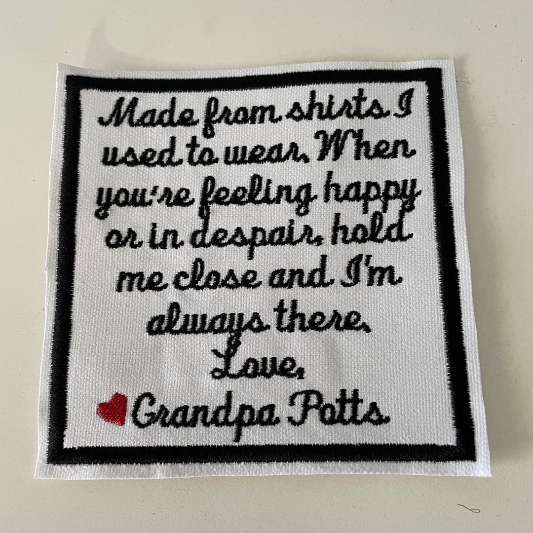 MEMORY Shirt PILLOW PATCH 5", Memory Patch, Memory Keepsake Patch, Iron ...