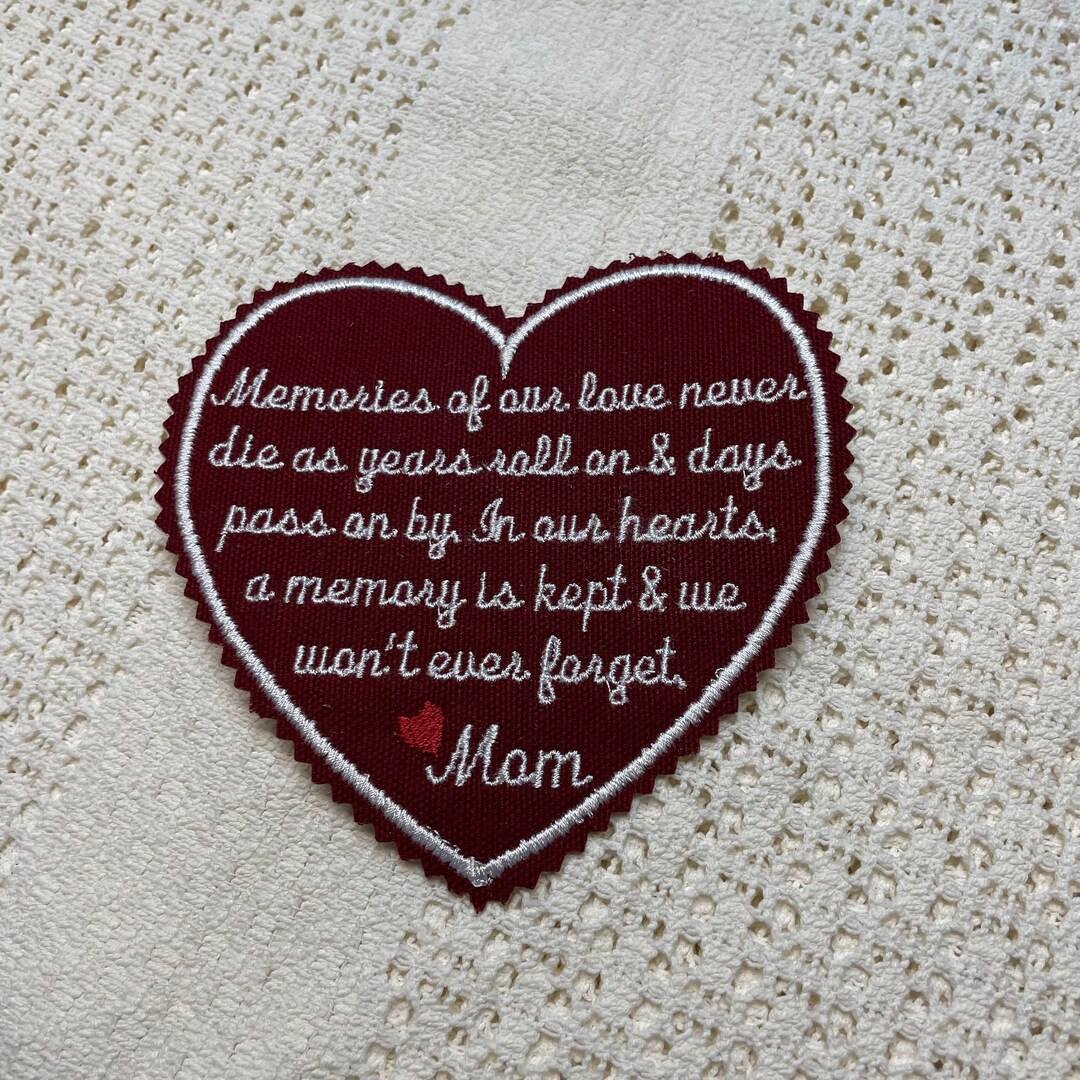 MEMORY PATCH 5 x 5 Patch Memory Shirt Patch, Memory Parents, Memory ...