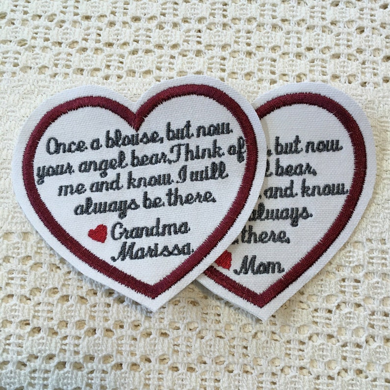 Memory Patch: Heart Keepsake, Sew-on Pillow Patch, Personalized - Etsy