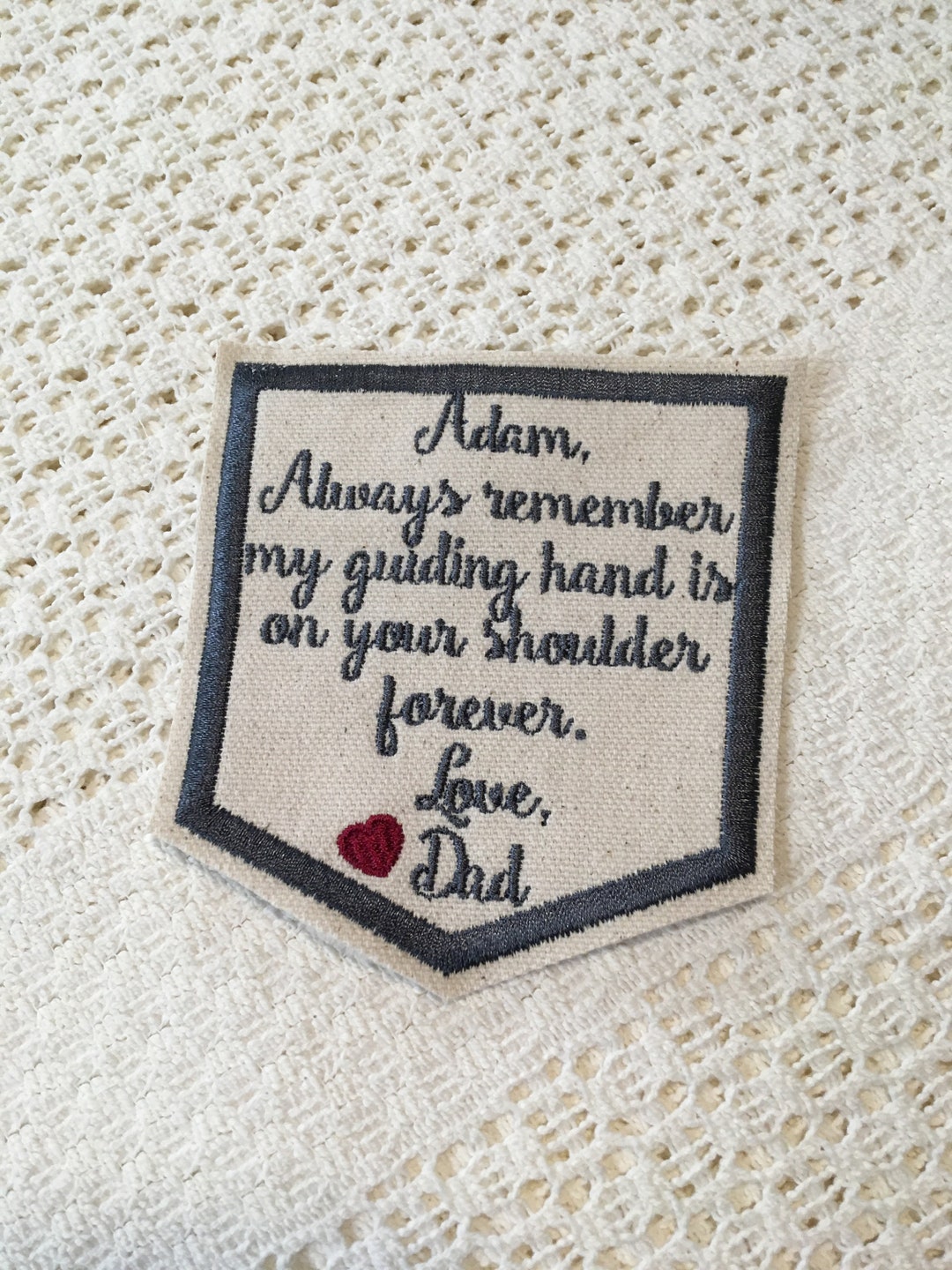 MEMORY PILLOW Patch-pocket Shaped, Always Remember, Sew-iron On, Memory ...