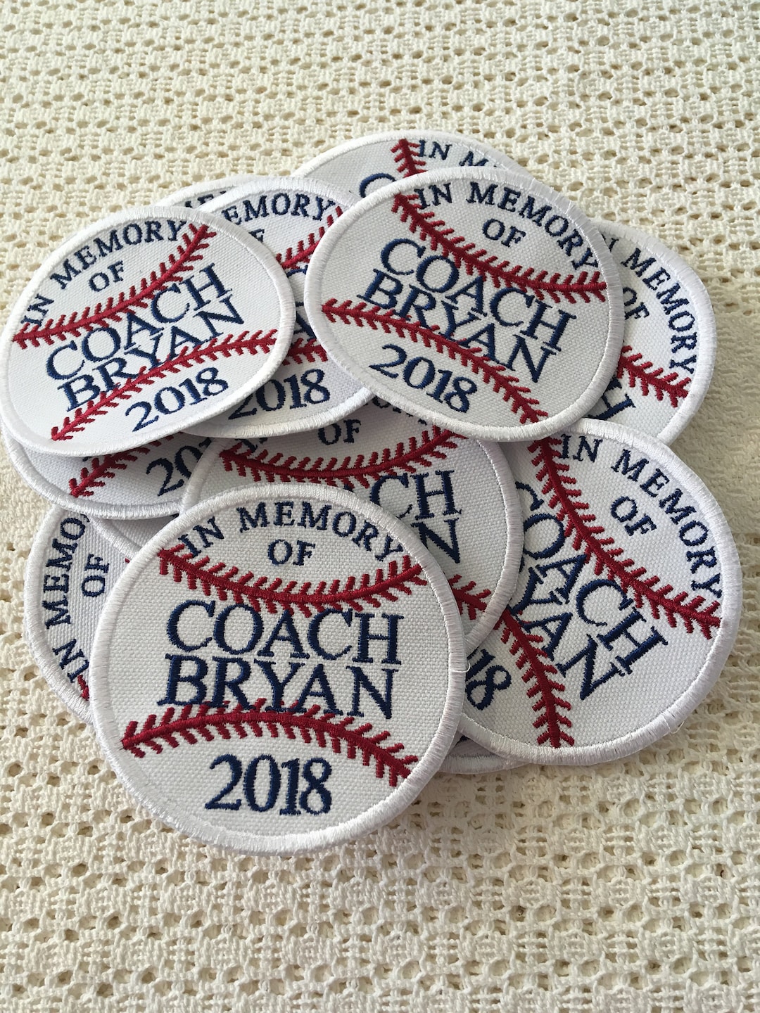 SPORTS MEMORY Team Patches, 4 Baseball Team in Memory Of, Team Uniform ...