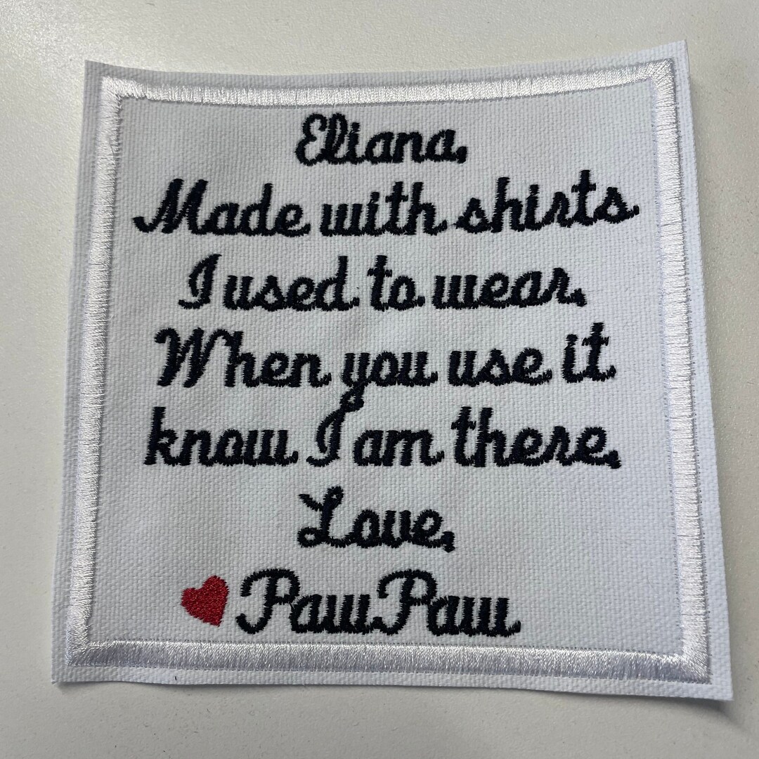 MEMORY Shirt PILLOW PATCH 5", Memory Patch, Memory Keepsake Patch, Iron ...