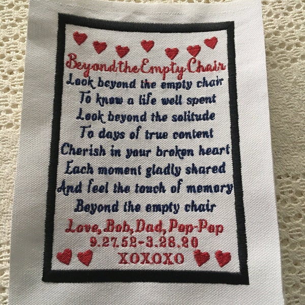 Empty Chair Poem - Etsy UK