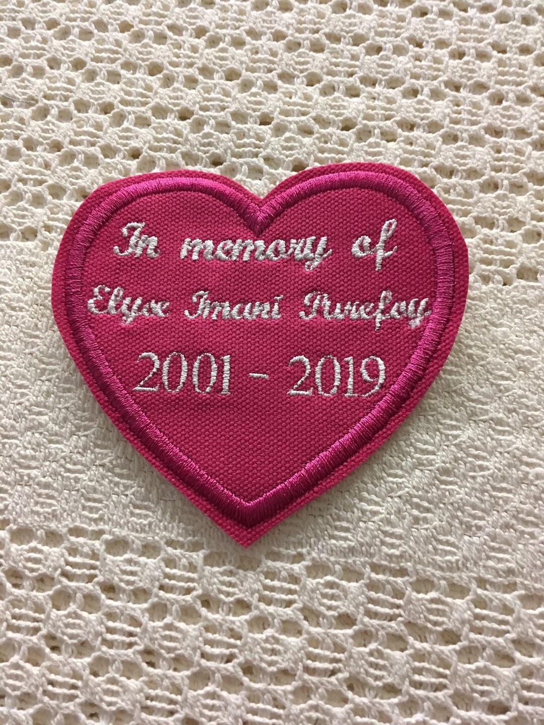 IN MEMORY of PATCH 4x4, Memory Bear, Sew-Iron On, Heart Shaped Patch ...