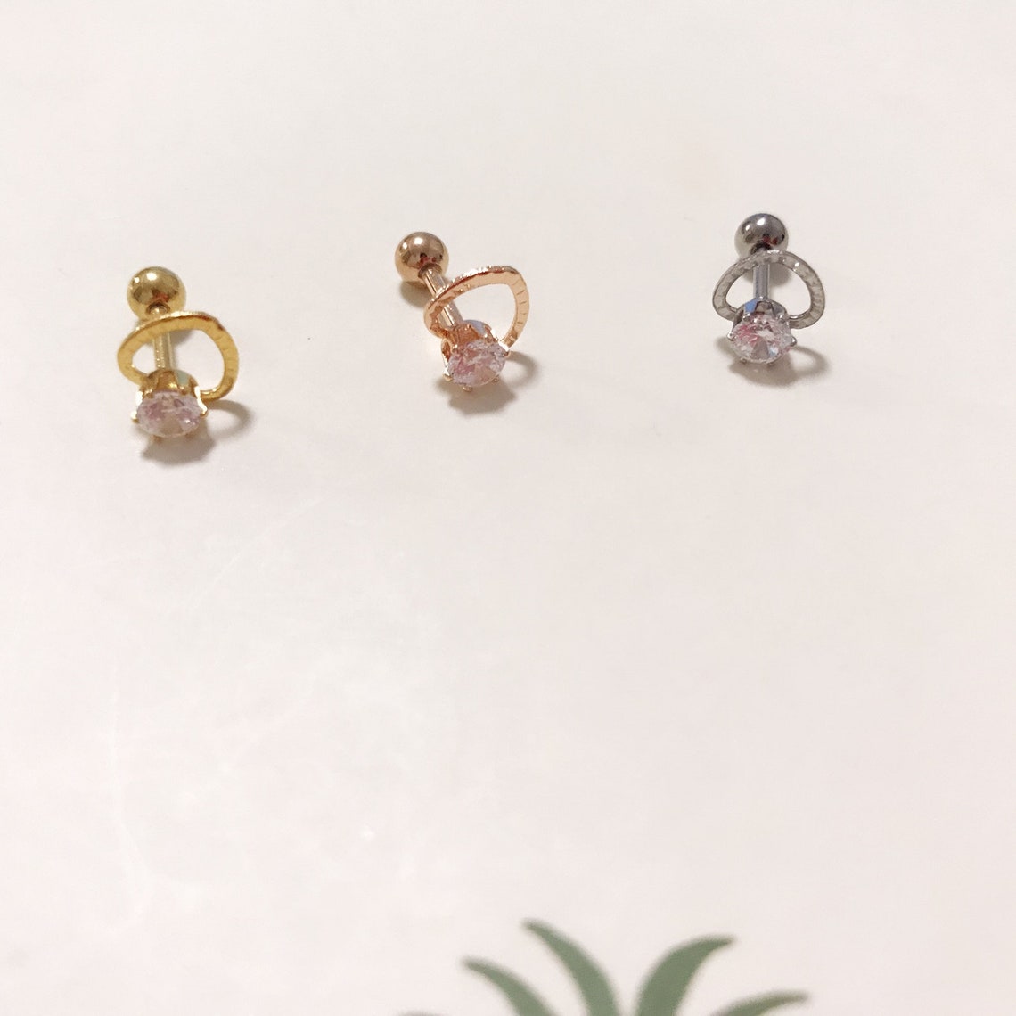 Cubic Heart Piercing/cartilage Earring/cz Stud Ear Piercing/tragus ...