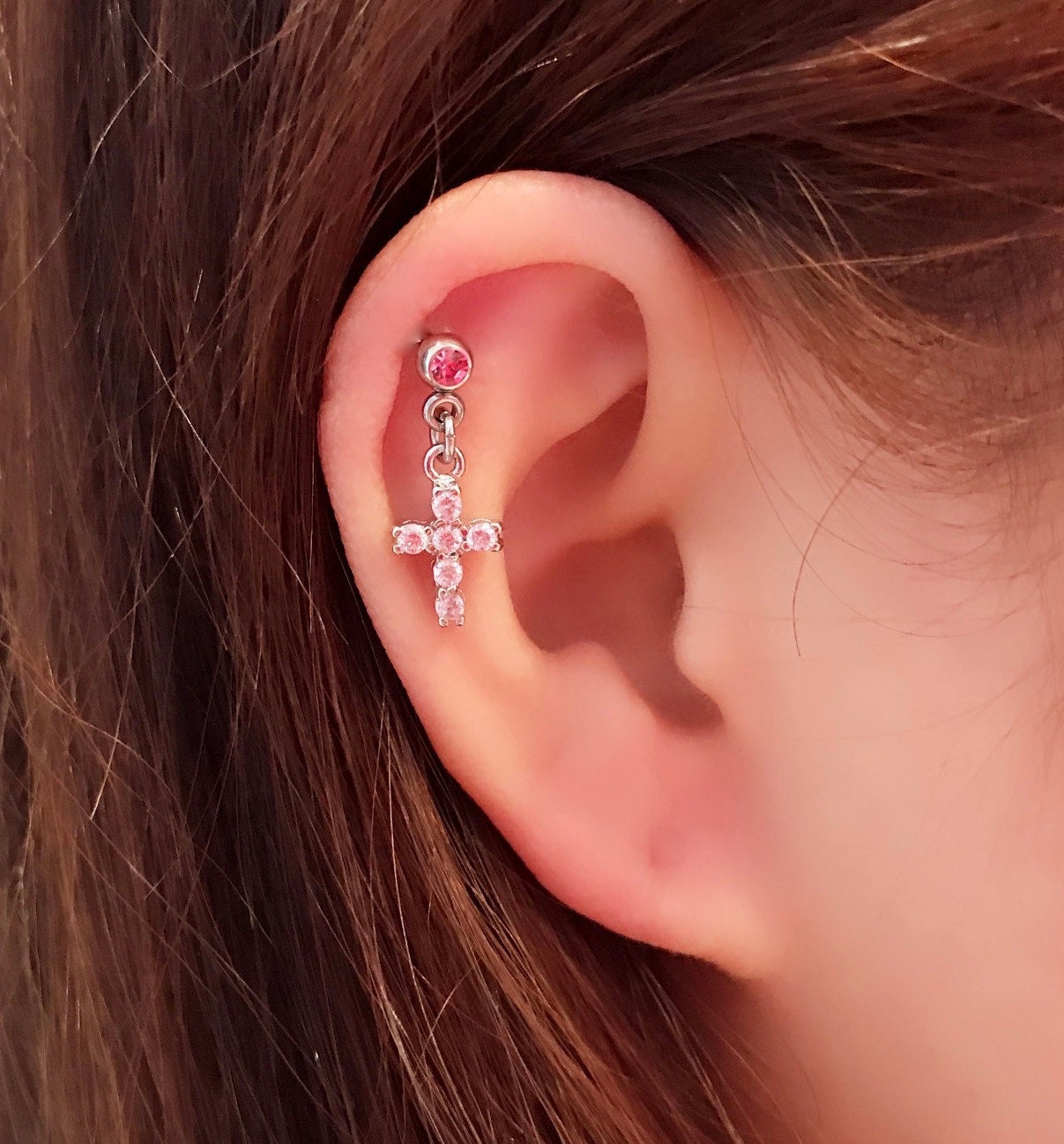 Cross Dangle Piercing/ 316L Surgical Steel Tragus/cartilage Barbell ...