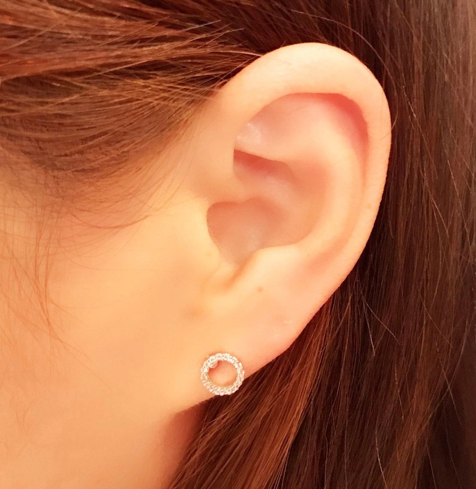 CZ Circle Piercing/cartilage Earring/cz Stud Ear | Etsy