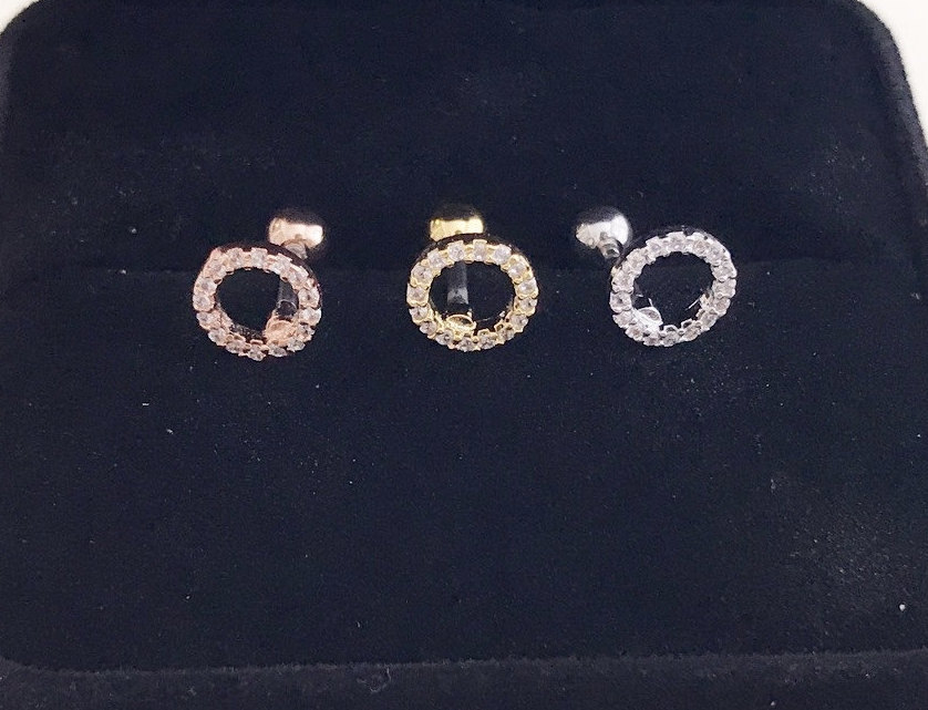 CZ Circle Piercing/cartilage Earring/cz Stud Ear | Etsy