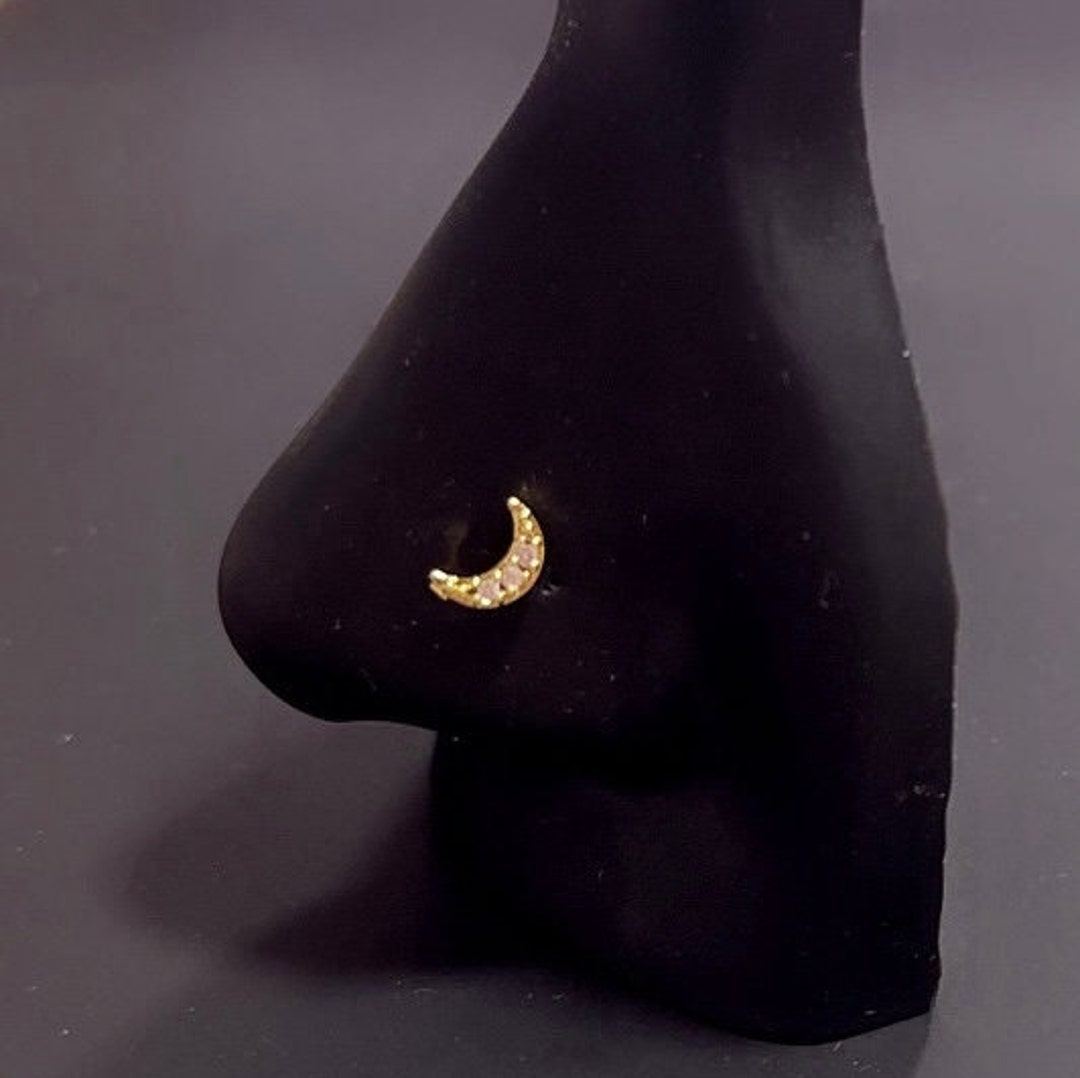 Crescent Moon Nose Stud: Surgical Steel Cartilage Piercing - Etsy