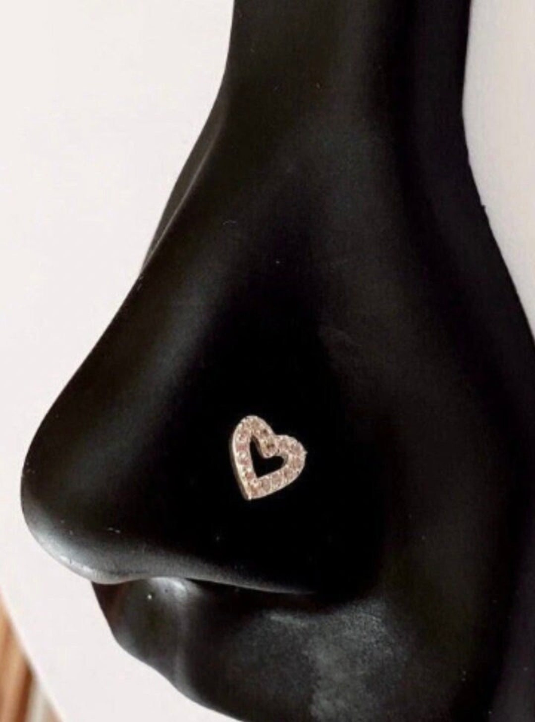 Heart Nose Stud: CZ Gem Paved Surgical Steel Nose Ring N36 - Etsy