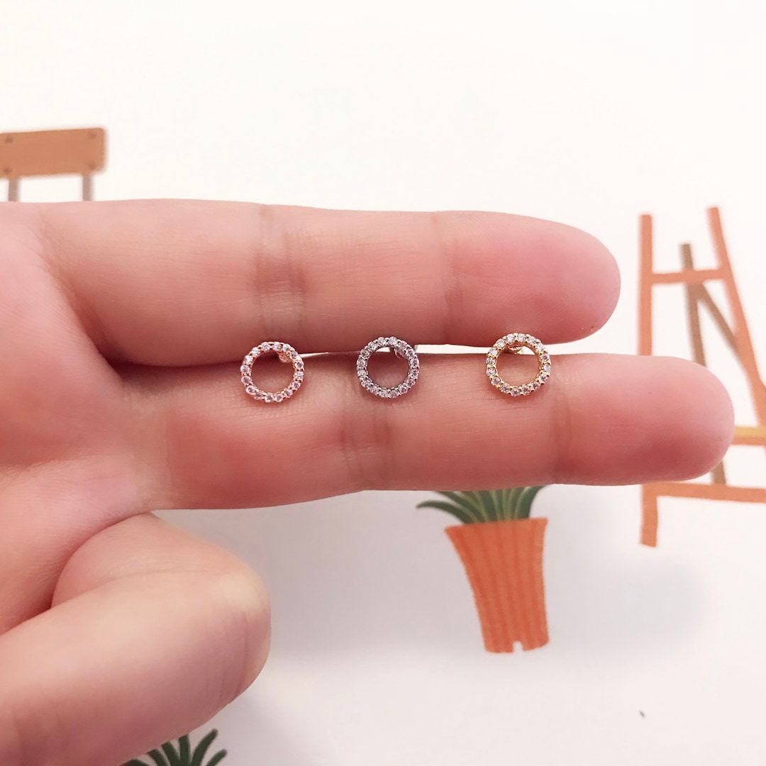 CZ Circle Piercing/cartilage Earring/cz Stud Ear Piercing/tragus ...