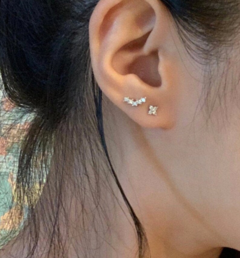 Curved Bars Set Studs Piercing/ Conch Piercing/ Curved Bar | Etsy