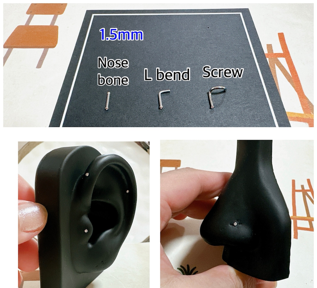 Nose Screw, Nose Bone, L-shape Nose Ring, Nose Ring, 316 Surgical Steel ...