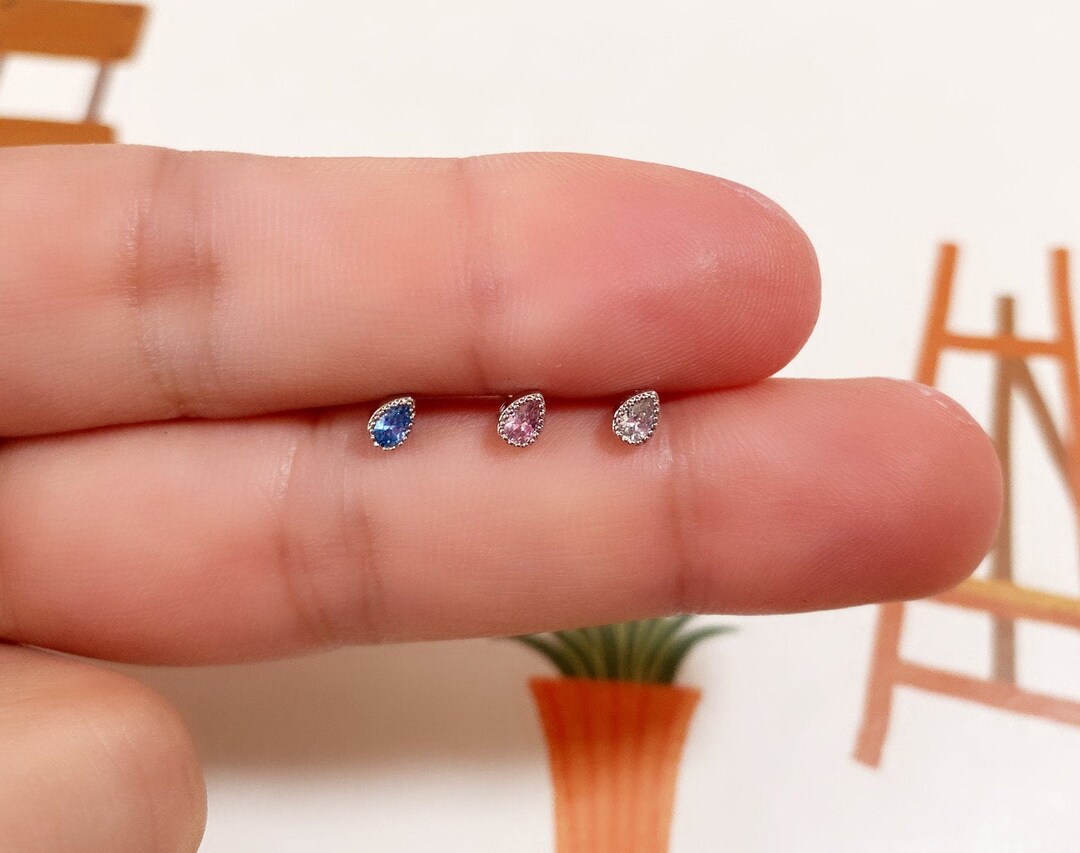 Tiny Tear Surgical Steel Nose Stud: 20GA Bone Stud - Etsy