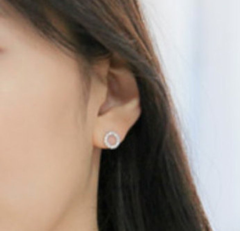 CZ Circle Piercing/cartilage Earring/cz Stud Ear | Etsy