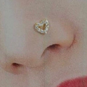 Heart Nose Stud: CZ Gem Paved Surgical Steel Nose Ring N36 - Etsy