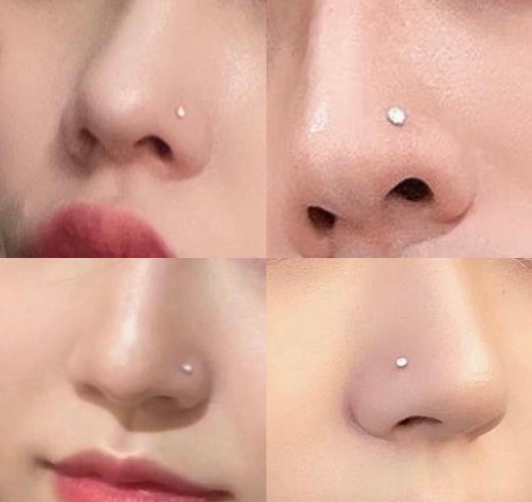 CZ Nose Stud, Nose Piercing, Cute Nose Ring, Nose Studs Jewelry, L Bend, Nose Bone, Small Nose ...