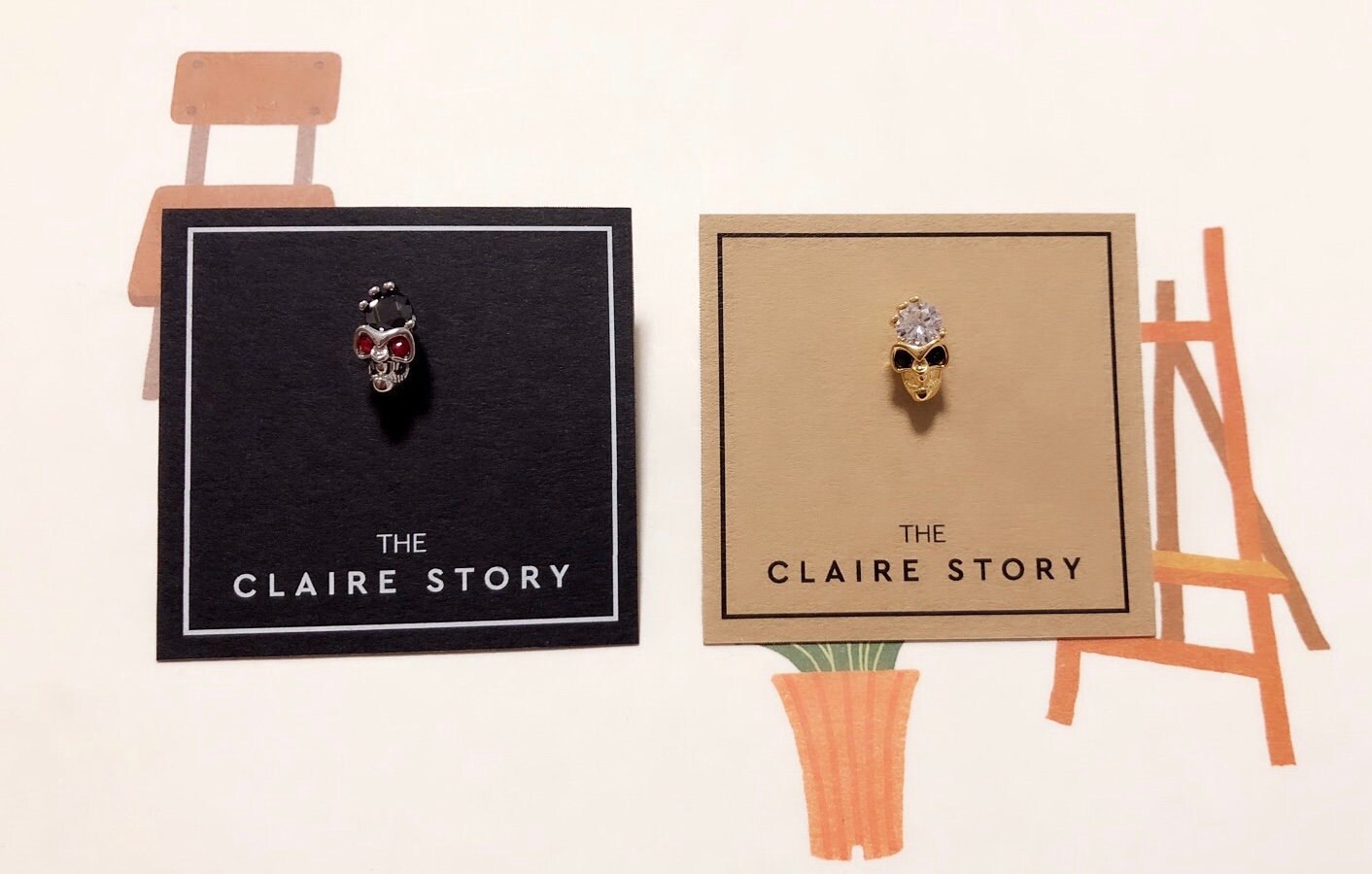 Skull With CZ Forehead Piercing /cartilage Earring/cz Stud Ear - Etsy