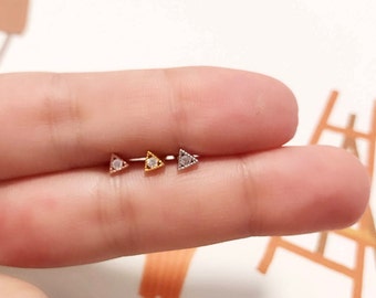 Mid Cubic Triangle Piercing/cartilage Earring/tragus Stud | Etsy