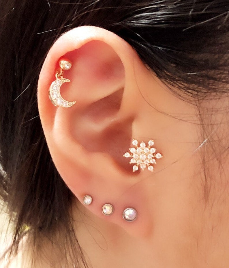 3 Size Dot Piercing /cartilage Earring/cz Stud Ear - Etsy