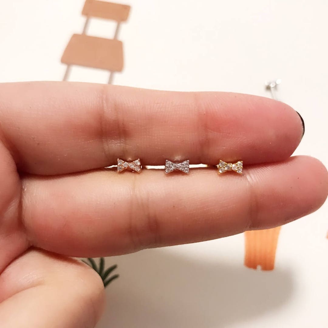 Cubic Ribbon Piercing/cartilage Earring/tragus Stud Piercing - Etsy