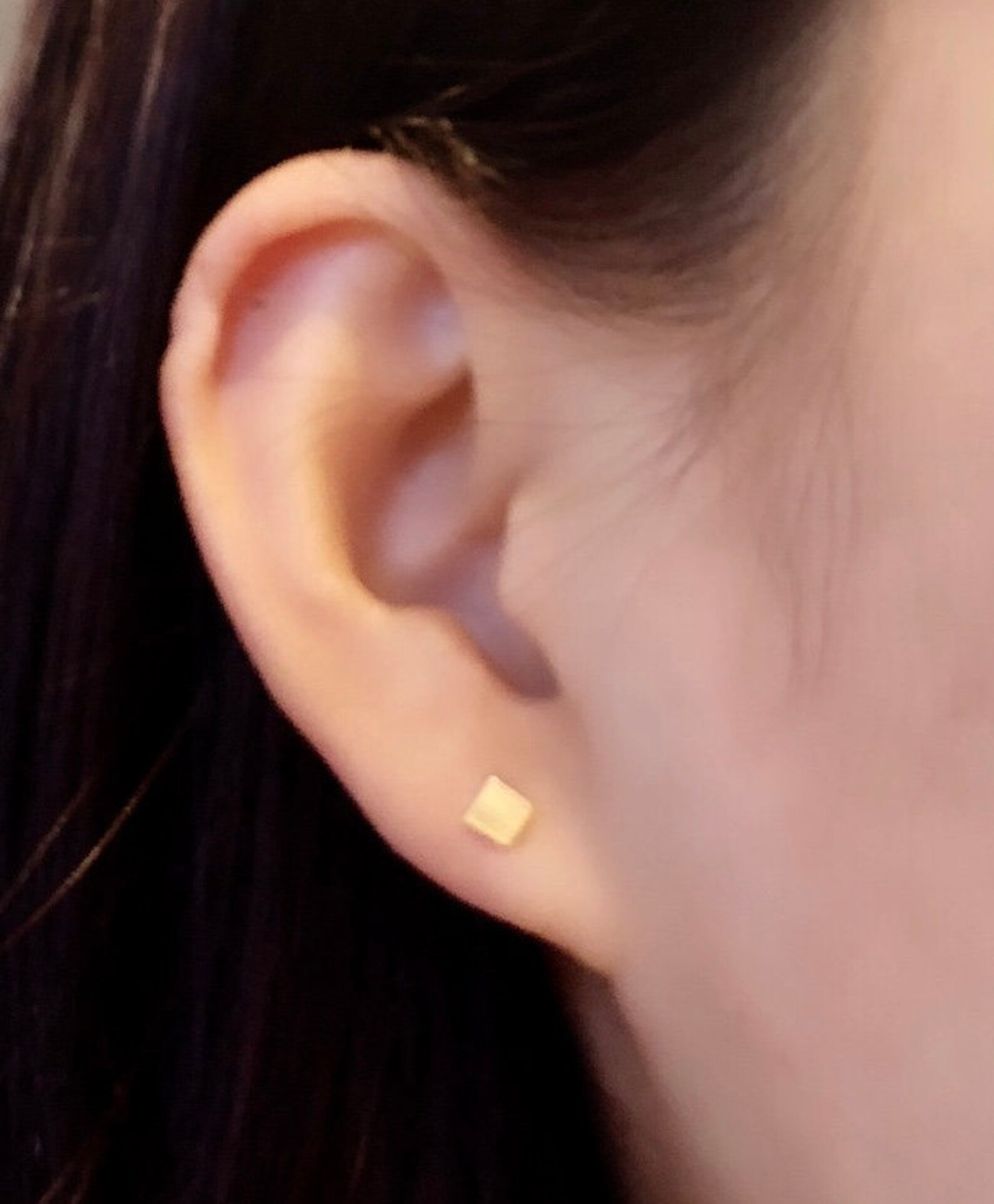 Simple Square 10K Solid Gold Piercing/10k Gold Stud Earring - Etsy