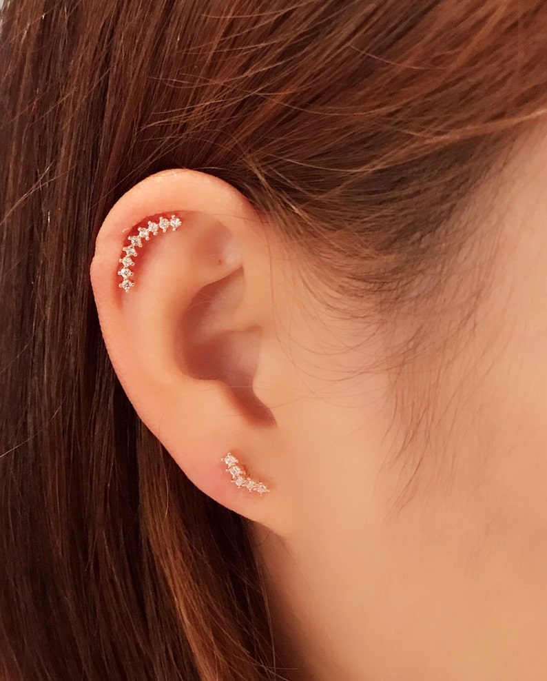 Curved Bars Set Studs Piercing/ Conch Piercing/ Curved Bar | Etsy