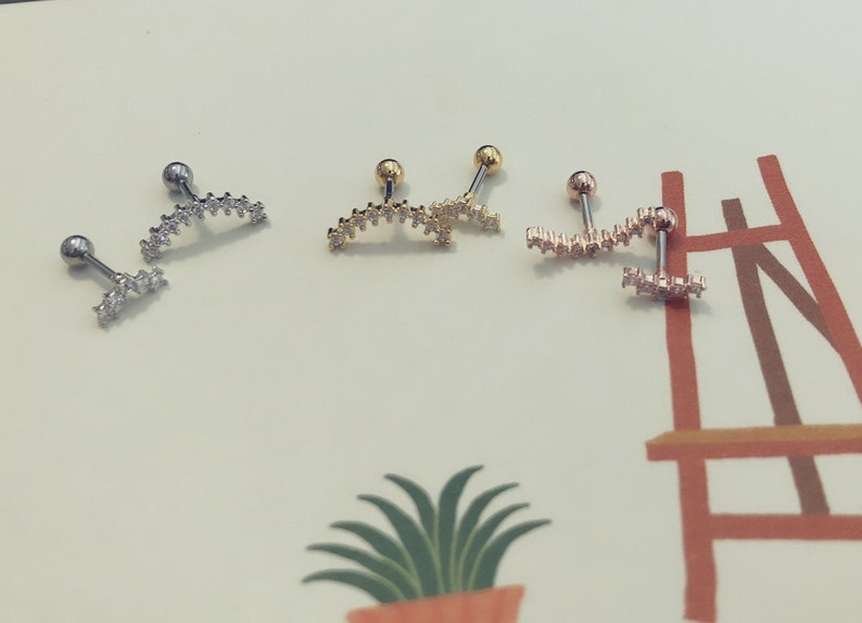 Curved Bars Set Studs Piercing/ Conch Piercing/ Curved Bar | Etsy