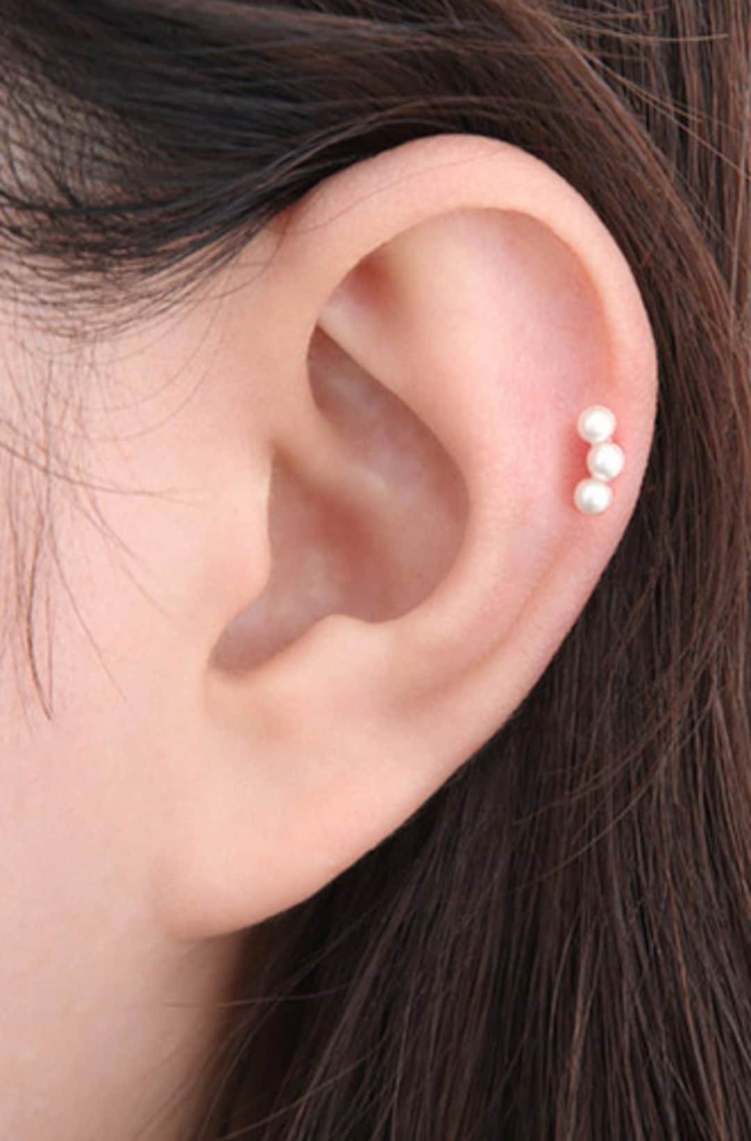 Pearl 14K Rose Gold Piercing, Bubble Pearl Stud Earring, Brass ...