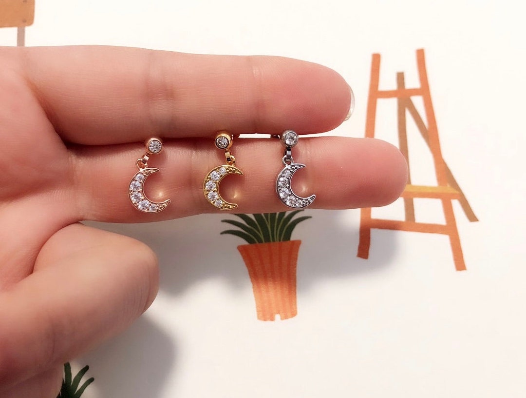 Crescent Dangle Piercing/cartilage Piercing/tragus Piercing/ Piercing ...